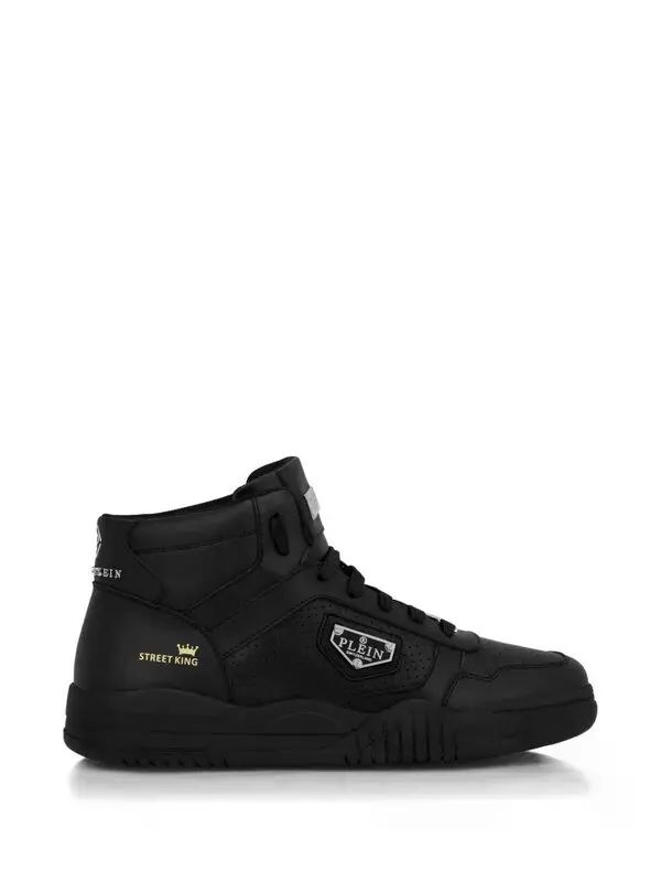 Philipp Plein High Top Sneakers With Perforated Detailing - Black