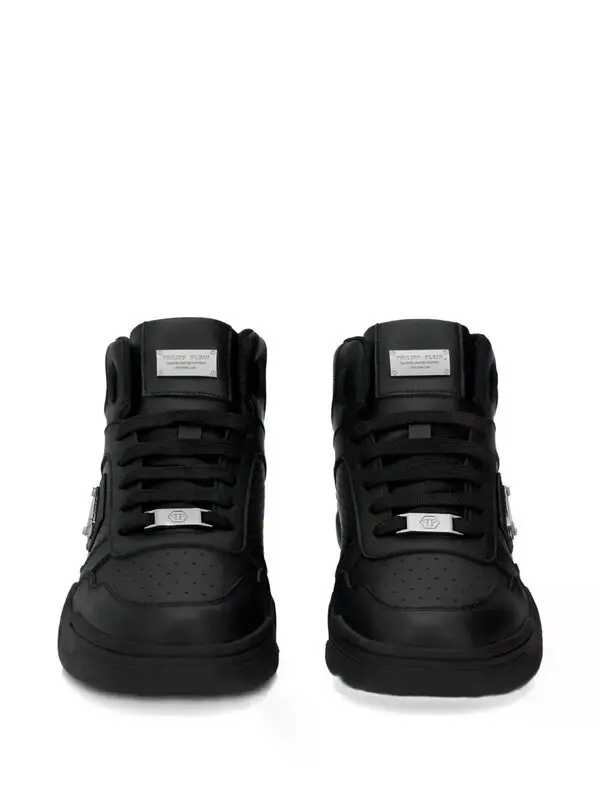 Philipp Plein High Top Sneakers With Perforated Detailing - Black
