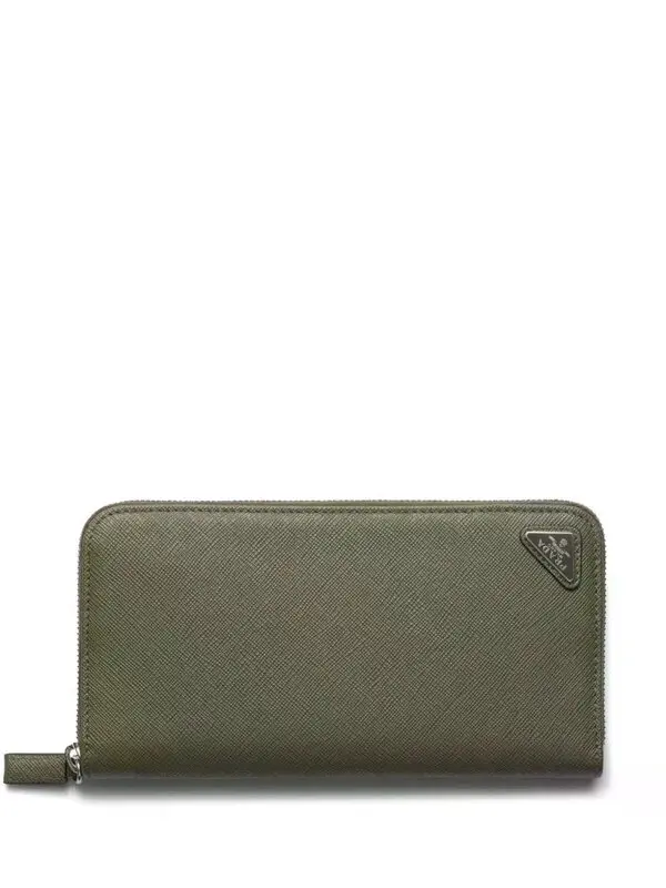 Prada Logo-plaque Saffiano Leather Wallet - Green