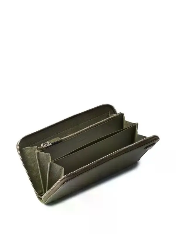Prada Logo-plaque Saffiano Leather Wallet - Green