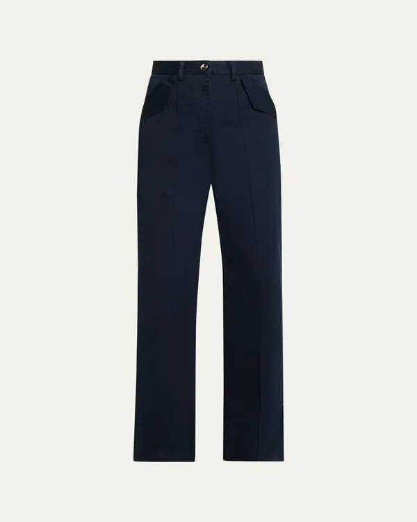 RÙADH The Odette Pintuck Straight-leg Sateen Pants - Navy