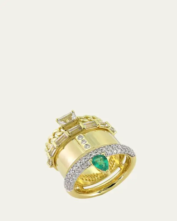TYPE JEWELRY 14k Stack Pave Emerald Ring - Yellow Gold
