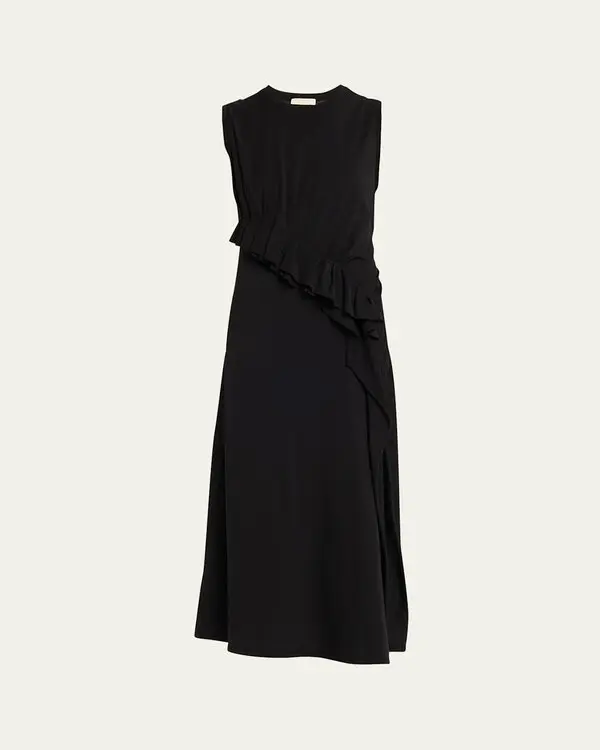 Ulla Johnson Jeune Ruffled Sleeveless Midi Dress - Noir
