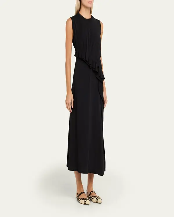Ulla Johnson Jeune Ruffled Sleeveless Midi Dress - Noir