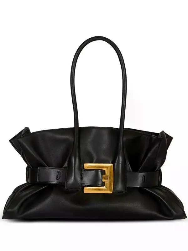 Balmain Anthem Buckled Shoulder Bag - Black
