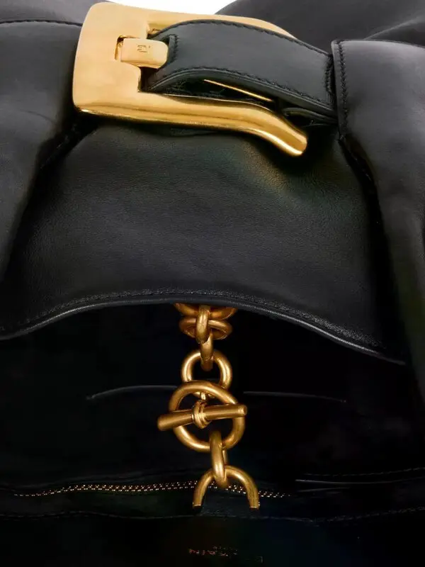 Balmain Anthem Buckled Shoulder Bag - Black