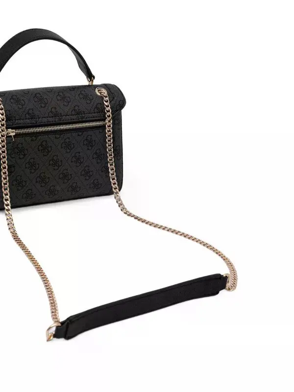 Guess Monogram Pattern Satchel - Black