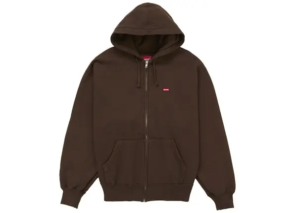 Supreme Small Box Zip Up Hooded Sweatshirt - Brown