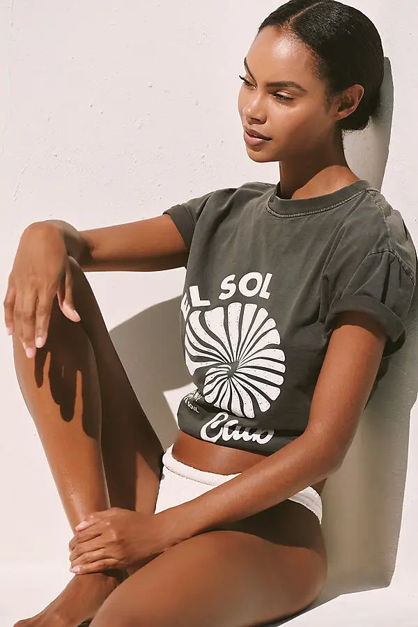 MALAI El Sol Club Oversized Graphic Tee - Charcoal
