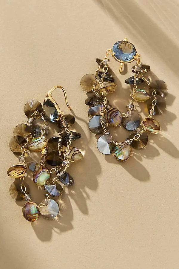Anthropologie Glass Stone Drop Earrings - Grey