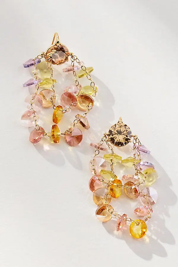 Anthropologie Glass Stone Drop Earrings - Pink