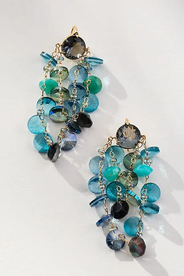 Anthropologie Glass Stone Drop Earrings - Turquoise