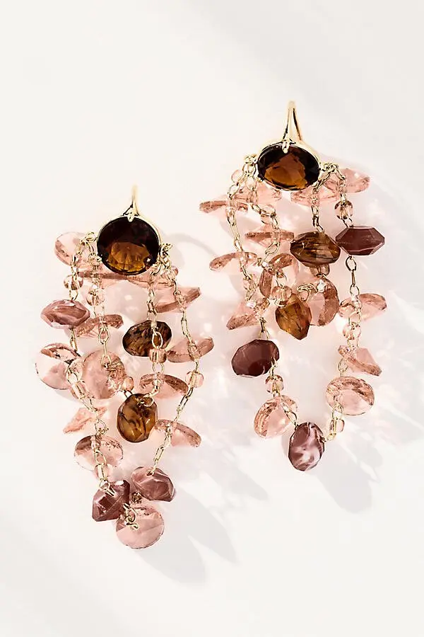 Anthropologie Glass Stone Drop Earrings - Wine