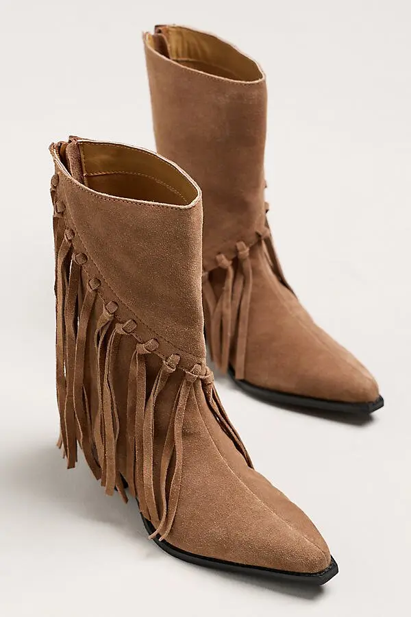 Matisse Fringe Suede Boots - Tan Brown