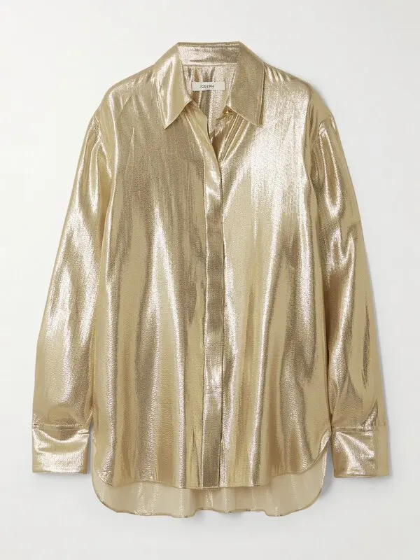 JOSEPH Capri Metallic Silk-blend Shirt