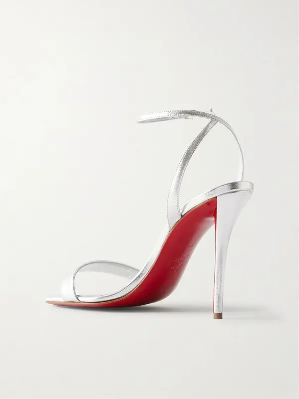 CHRISTIAN LOUBOUTIN Miss Z 100 Metallic Leather Sandals - Silver