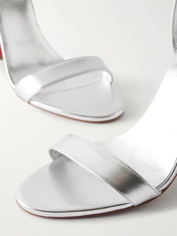 CHRISTIAN LOUBOUTIN Miss Z 100 Metallic Leather Sandals - Silver
