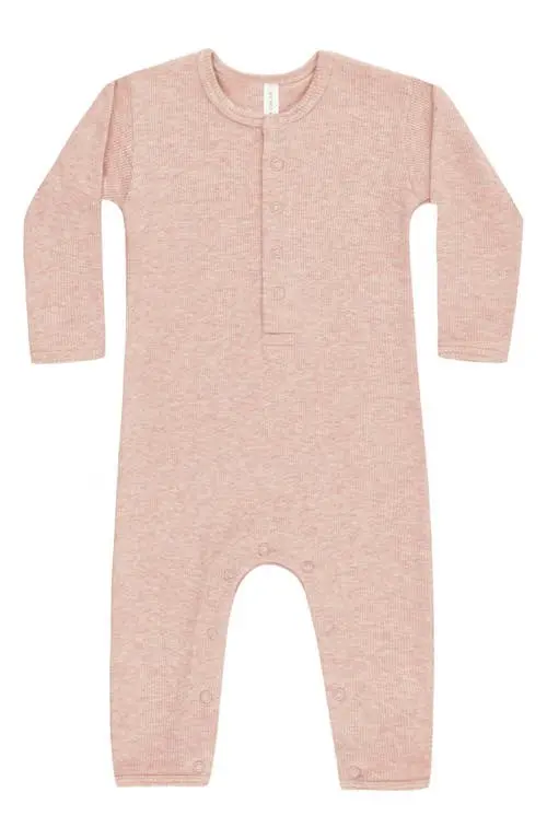 QUINCY MAE Rib Stretch Organic Cotton Blend Romper - Rose