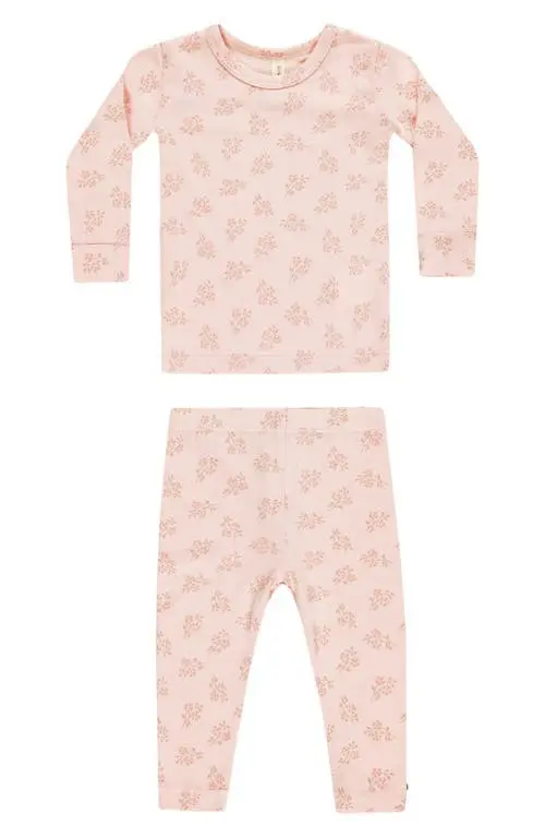 QUINCY MAE Floral Fitted Two-piece Pajamas - Petal