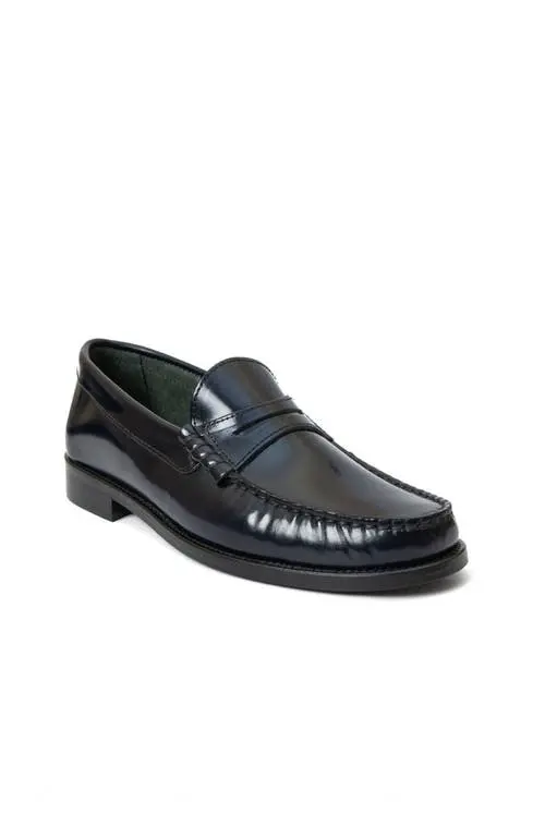 MENINA STEP Mila Leather Penny Loafer - Navy