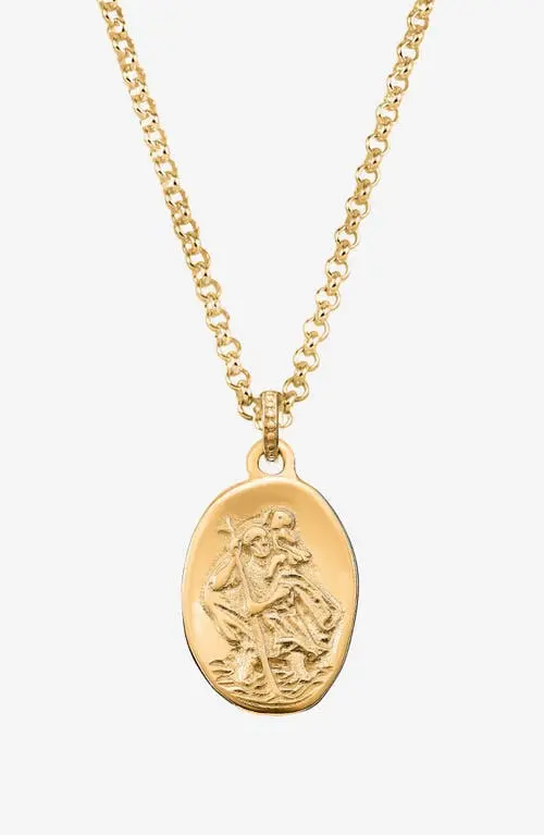 DOWER & HALL St. Christopher Talisman Belcher Chain Necklace - Yellow Gold Vermeil