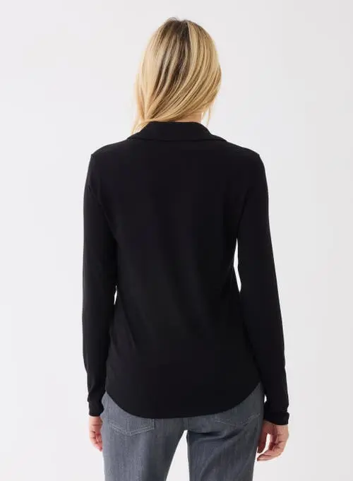 Majestic Filatures Soft Touch Long Sleeve Pocket Shirt - Noir