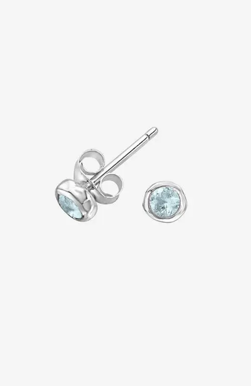 DOWER & HALL 3mm Aquamarine Stud Earrings - Sterling Silver
