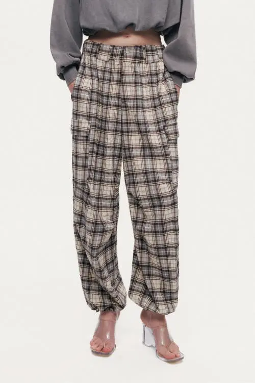 NOCTURNE Checked Cargo Trousers