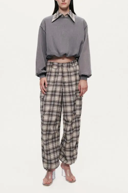 NOCTURNE Checked Cargo Trousers