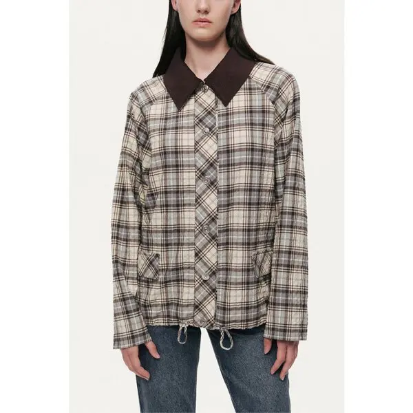 NOCTURNE Checked Jacket With Contrast Collar