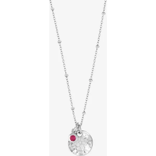 DOWER & HALL Hammered Disc & Ruby Necklace - Sterling Silver