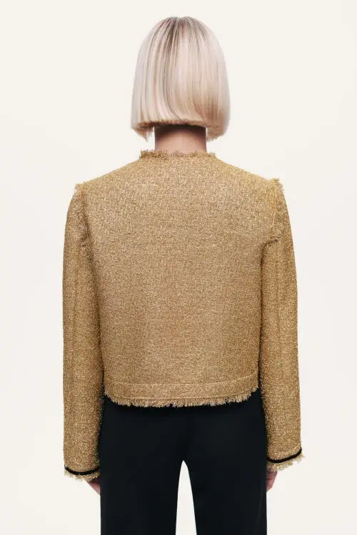 NOCTURNE Textured Cropped Jacket - Gold