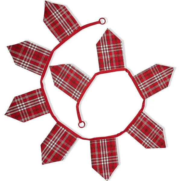 TAG Woven Plaid Pendant Garland Decorative Wall Banners Holiday - Red