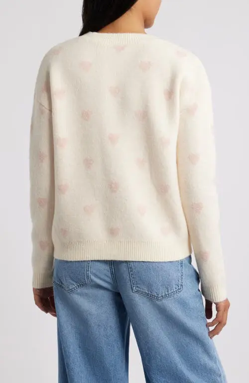 Bobeau Hearts Jacquard Sweater