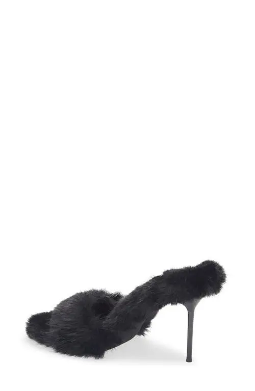Jeffrey Campbell Big Mama Faux Fur Stiletto Heel Sandals