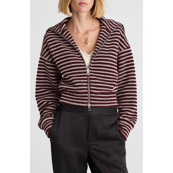 Madewell Zip-up Knit Jacket - Dark Pomegrante