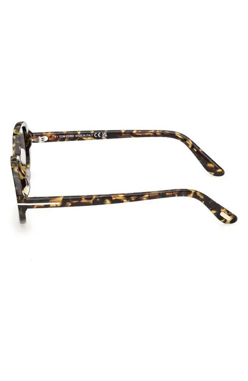 TOM FORD 49mm Oval Sunglasses - Tortoise Shell Havana/mirror