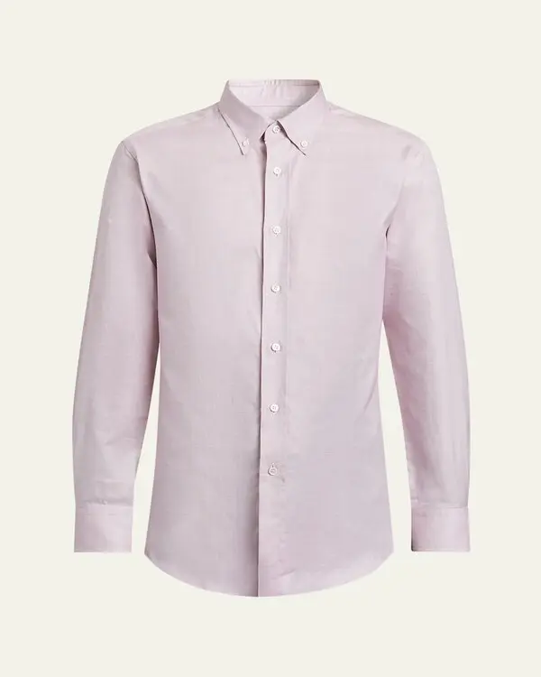 Brioni Textured Cotton Button-collar Dress Shirt - Pink White