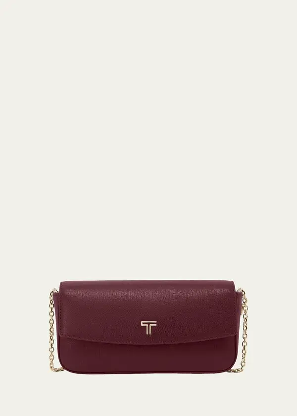 Tumi Leather Wallet On Chain Crossbody - Wine