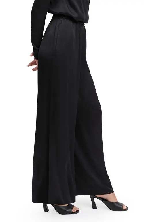 FAVORITE DAUGHTER Tribeca Wide Leg Satin Pants - Black