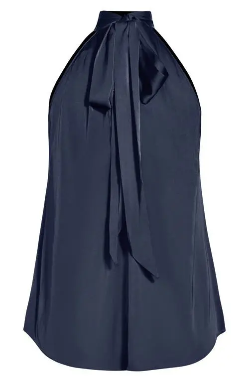 City Chic Sleeveless Satin Top - Navy
