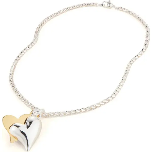 Jenny Bird Twin Heart Pendant Necklace - Two-tone