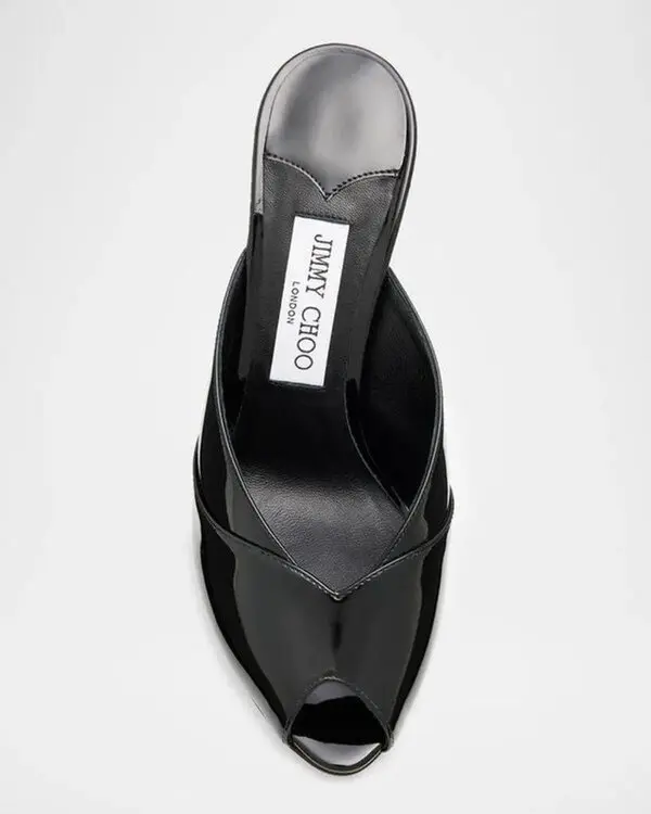 JIMMY CHOO 100mm Brigitte Patent Leather Mule Pumps - Black