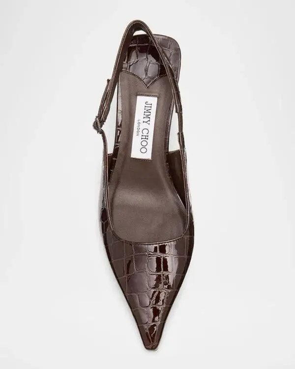 JIMMY CHOO 50mm Amel Croc-embossed Slingback Pumps - Sambuco