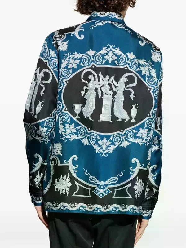 Versace Hall Of Heroes Printed Silk Shirt - Blue
