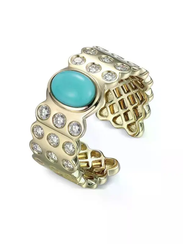 TYPE JEWELRY 18k Yellow Turquoise And Diamond Ring - Gold
