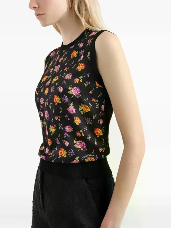 Dolce & Gabbana Floral Tank Top - Black