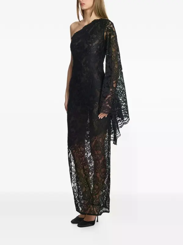AXEL 113 Lilith One-shoulder Lace Dress - Black | Editorialist