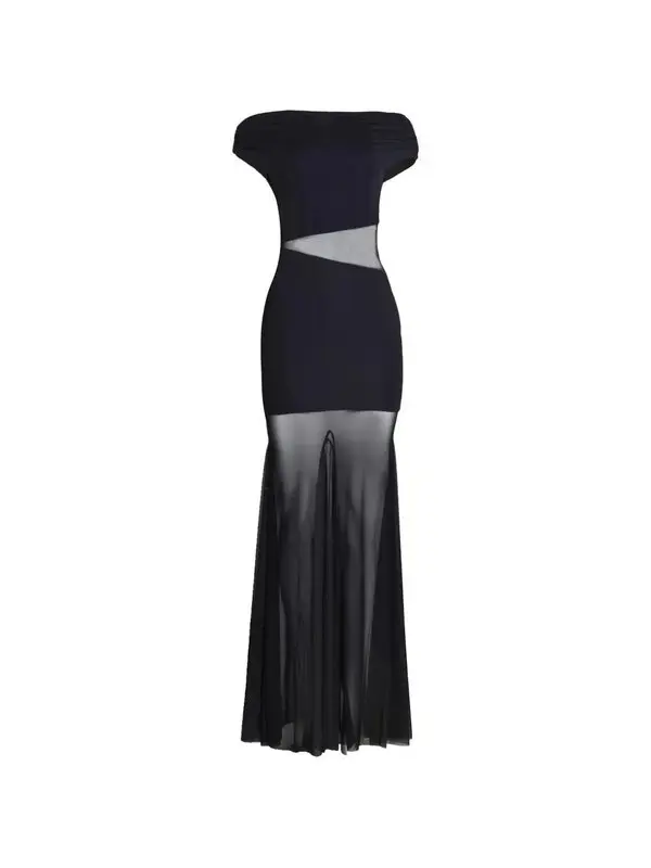 AXEL 113 Noire Semi-sheer Floor-length Dress - Black