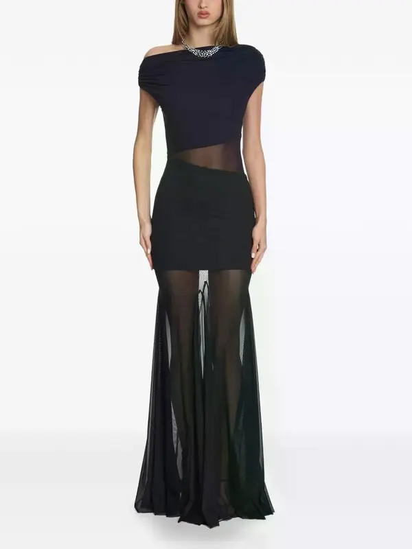 AXEL 113 Noire Semi-sheer Floor-length Dress - Black